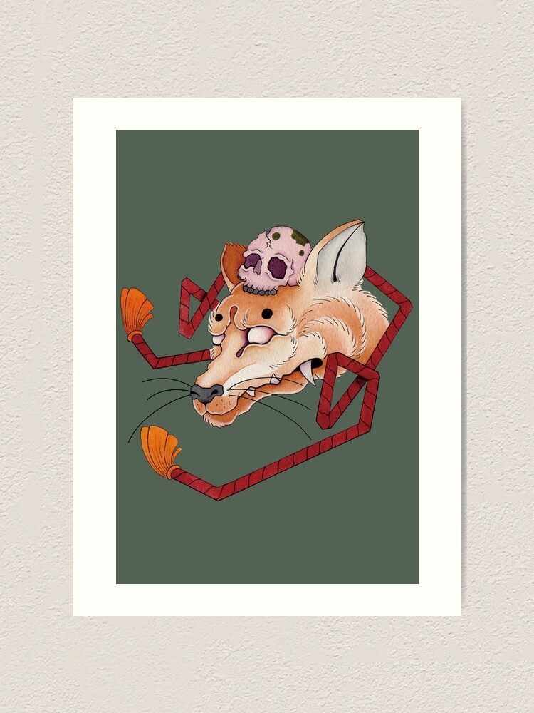 "Japanese traditional Ukiyoe Style- Nine Tailed fox combine Skeleton ...