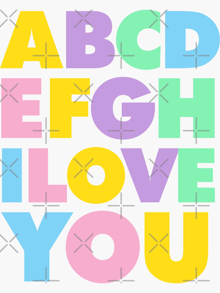 "ABCDEFGHI Love You Rainbow" Sticker for Sale by dysigncloud | Redbubble
