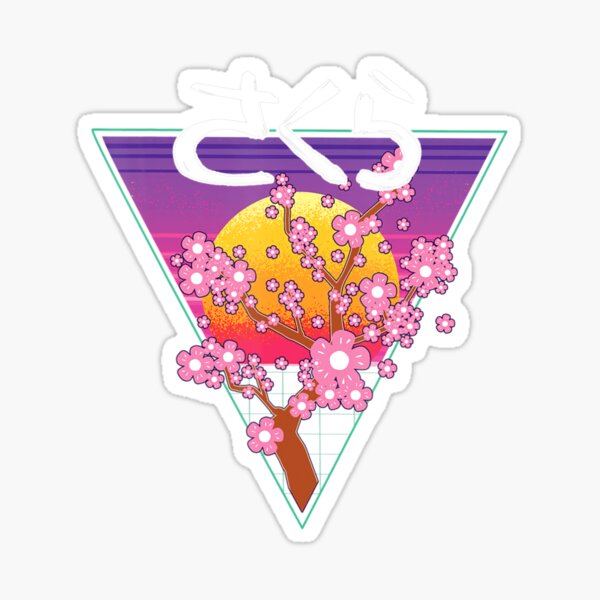 "Japanese Cherry Blossom Tree Asian Retro Art Kawaii Anime" Sticker for ...