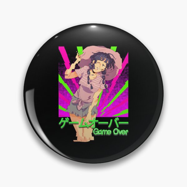 "Japanese Vaporwave Happy Anime Girl Game Over Aesthetic" Pin for Sale ...