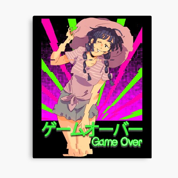 "Japanese Vaporwave Happy Anime Girl Game Over Aesthetic" Canvas Print ...