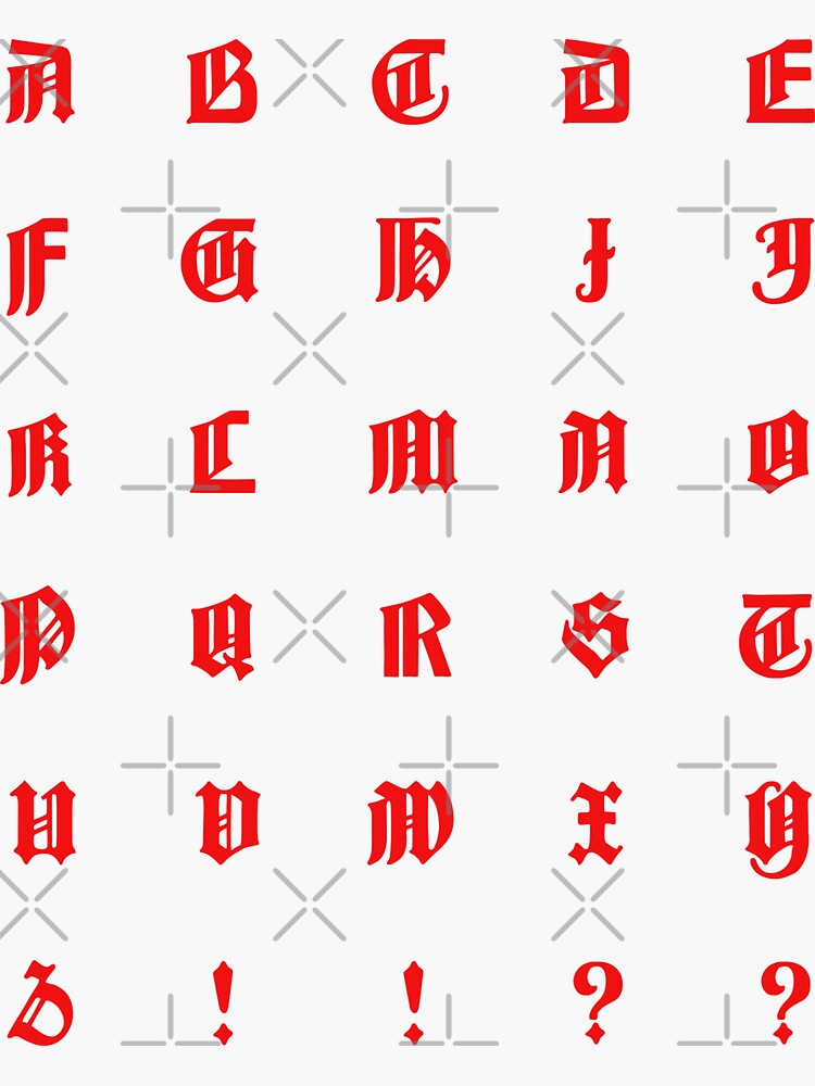 "Red Uppercase Gothic Letters Alphabet Pack - 2" Sticker for Sale by ...