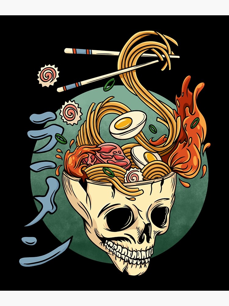 "Ramen Skull Japanese Noodles Skull Anime Great Ramen Wave" Poster for ...