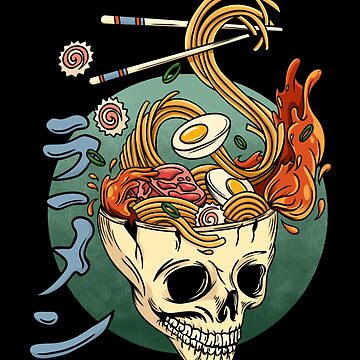 "Ramen Skull Japanese Noodles Skull Anime Great Ramen Wave" Poster for ...