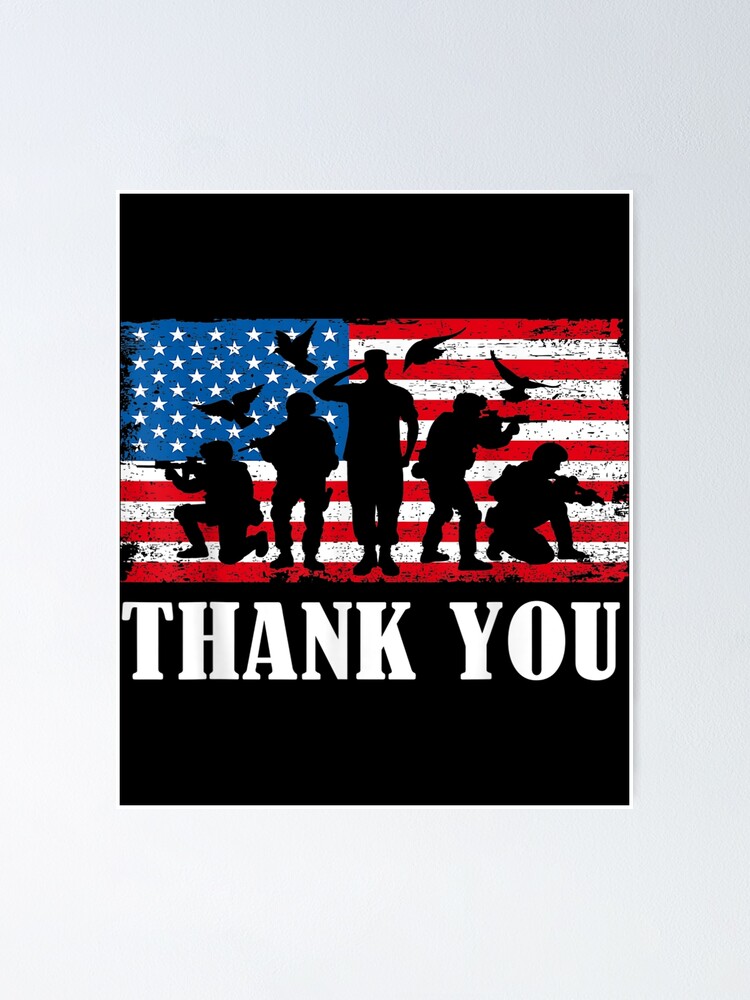 Poster « Merci à l'armée, vétéran militaire partiotique du Memorial Day ...