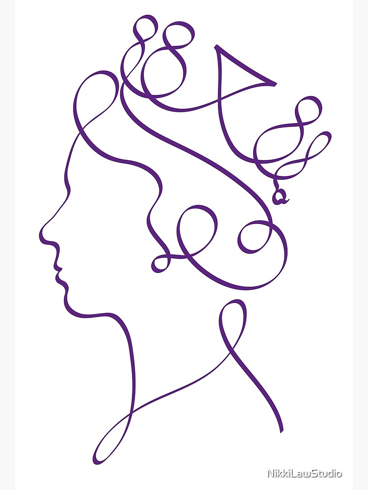 "Queen Elizabeth II minimal line drawing in purple" Art Print for Sale ...
