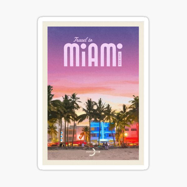 "Travel to Miami" Sticker for Sale by CallumGardiner | Redbubble