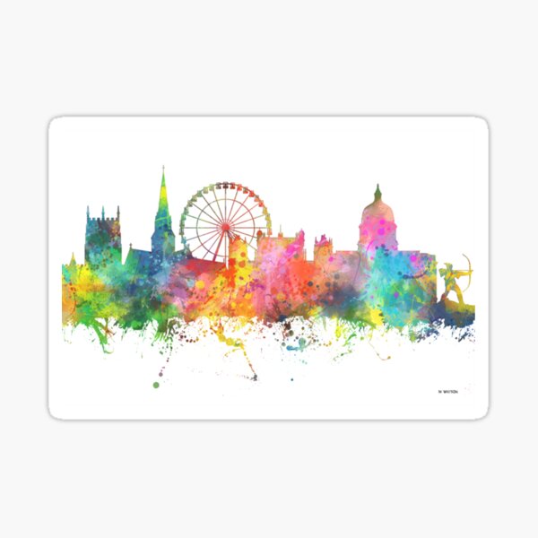 "Nottingham England Skyline " Sticker for Sale by TeeRexPrint | Redbubble