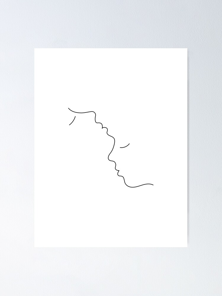 "Two faces line art illustration" Poster for Sale by NSimplicity ...