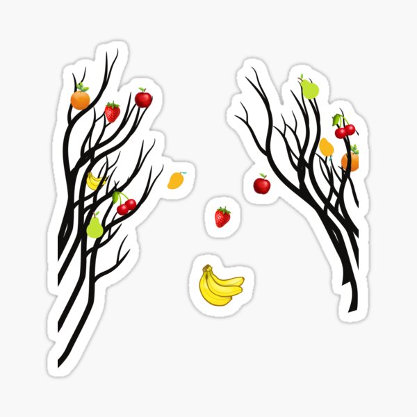 "Colorful Fruit tree with falling fruits" Sticker for Sale by BeJove ...