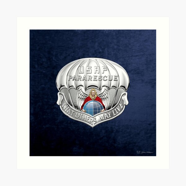"Pararescuemen - PJ Badge over Blue Velvet" Art Print by Captain7 ...
