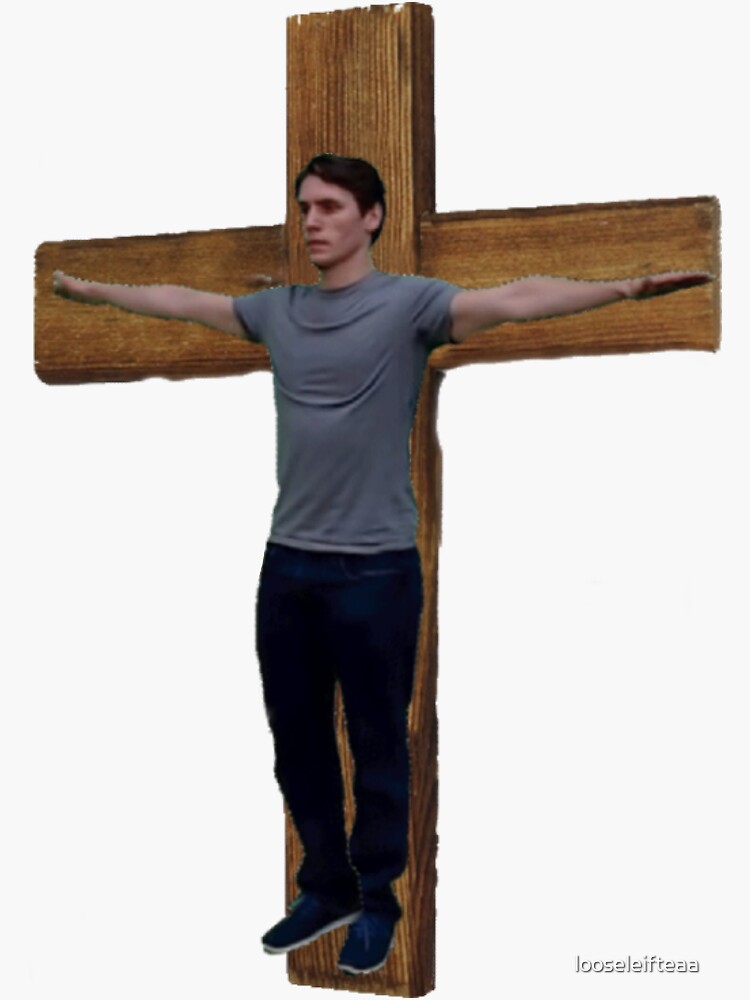 "jerma on the cross" Sticker for Sale by looseleifteaa | Redbubble