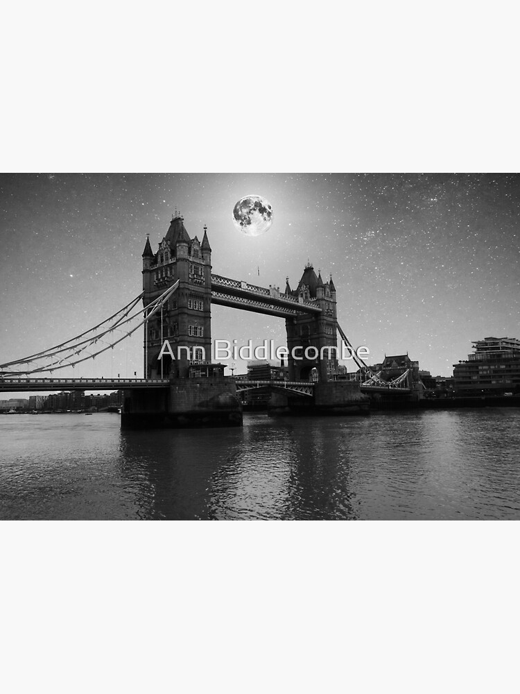 "Monochrome Moon lit night over tower bridge" Sticker for Sale by ...