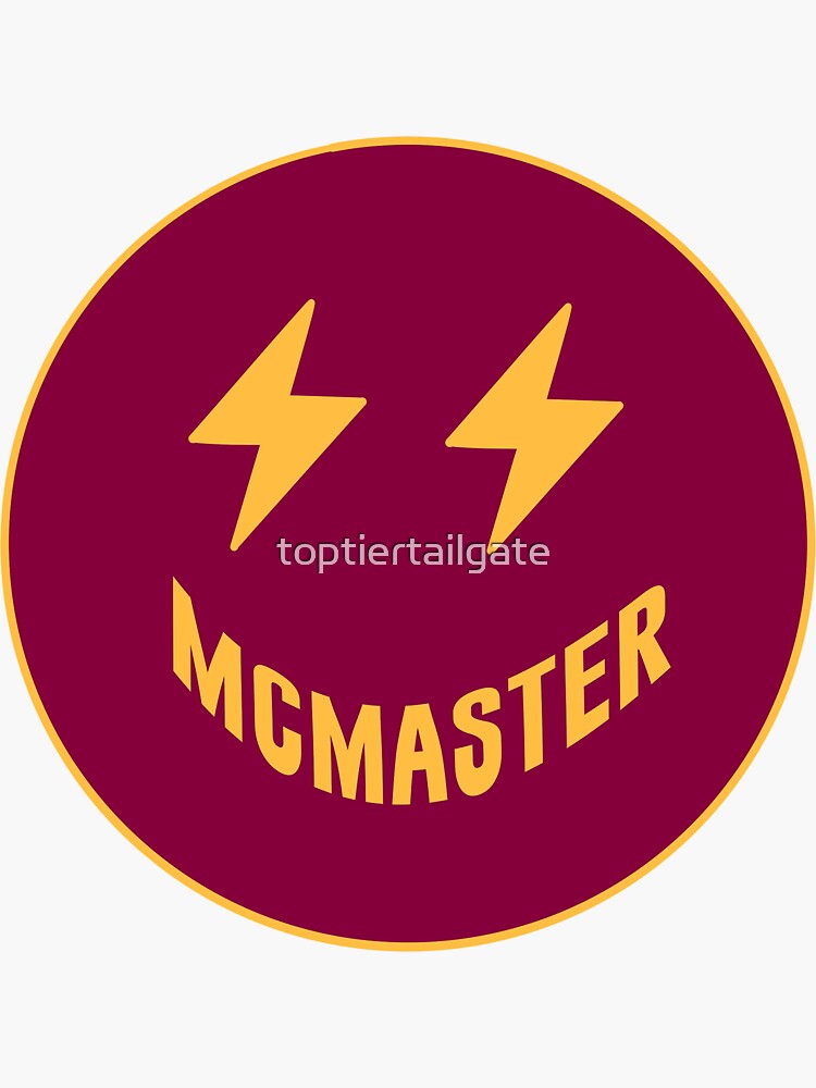 "Maroon Yellow McMaster Smiling Face with Lightning Bolts, Tailgate Mac ...