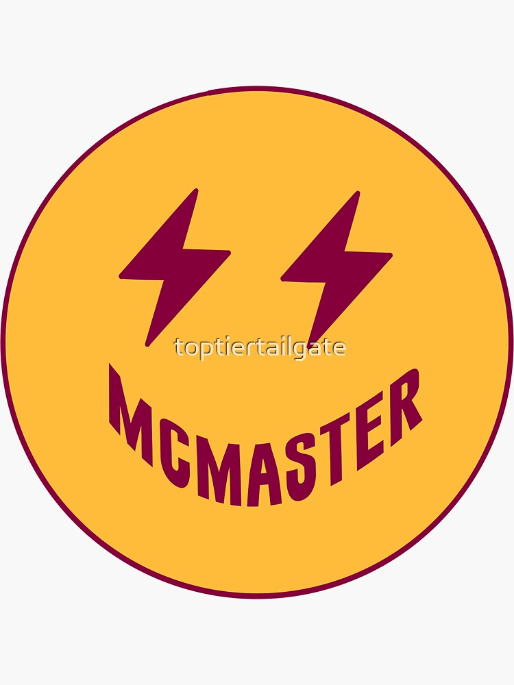 "Maroon Yellow McMaster Smiling Face with Lightning Bolts, Tailgate Mac ...