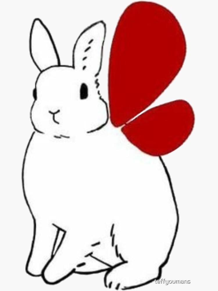 "white rabbit with wings" Sticker for Sale by teffyoumans | Redbubble
