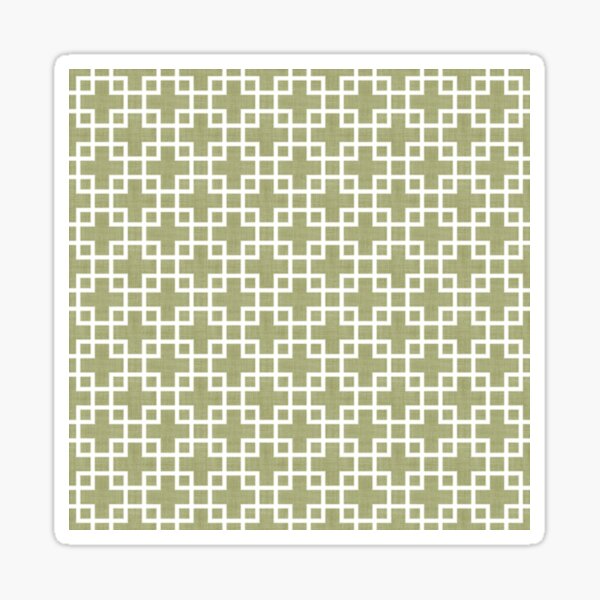 "White Retro Chic Squares Pattern On Olive Green" Sticker for Sale by ...