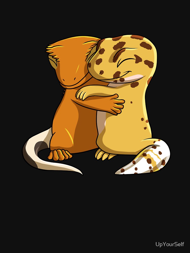 "Cute Kawaii Leopard Gecko Hugging Crested Gecko" T-shirt for Sale by ...