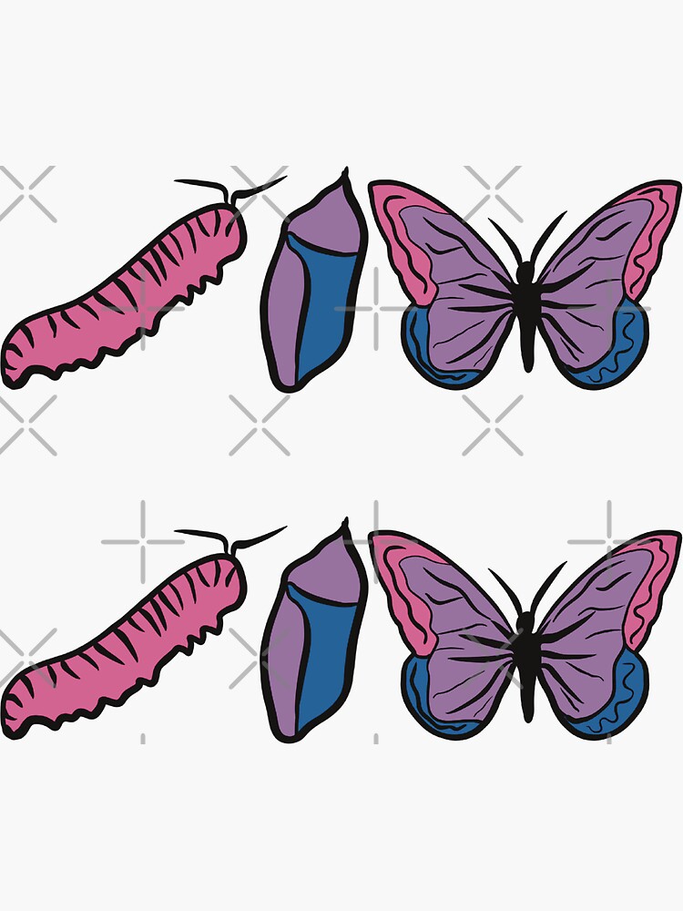 "Butterfly Growth Bi pride #2b" Sticker for Sale by SugarSaltSpice ...