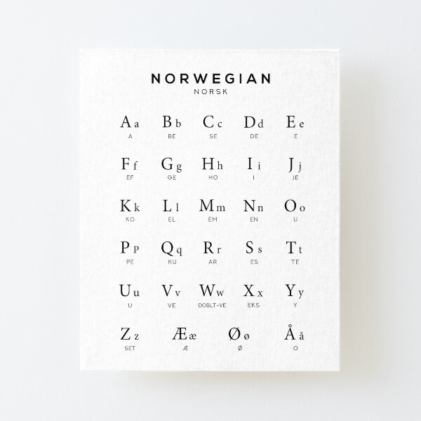 "Norwegian Alphabet Chart, Norway Language Chart, White" Mounted Print ...