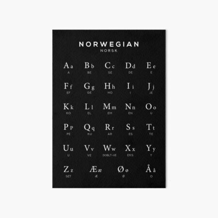 "Norwegian Alphabet Chart, Norway Language Chart, Black" Art Board ...