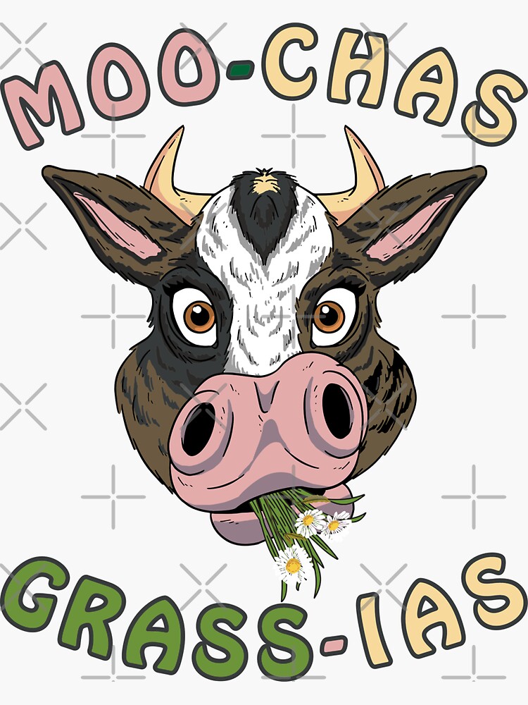 "Moo-chas Grass-ias Farm Girl" Sticker for Sale by ChrSch74 | Redbubble