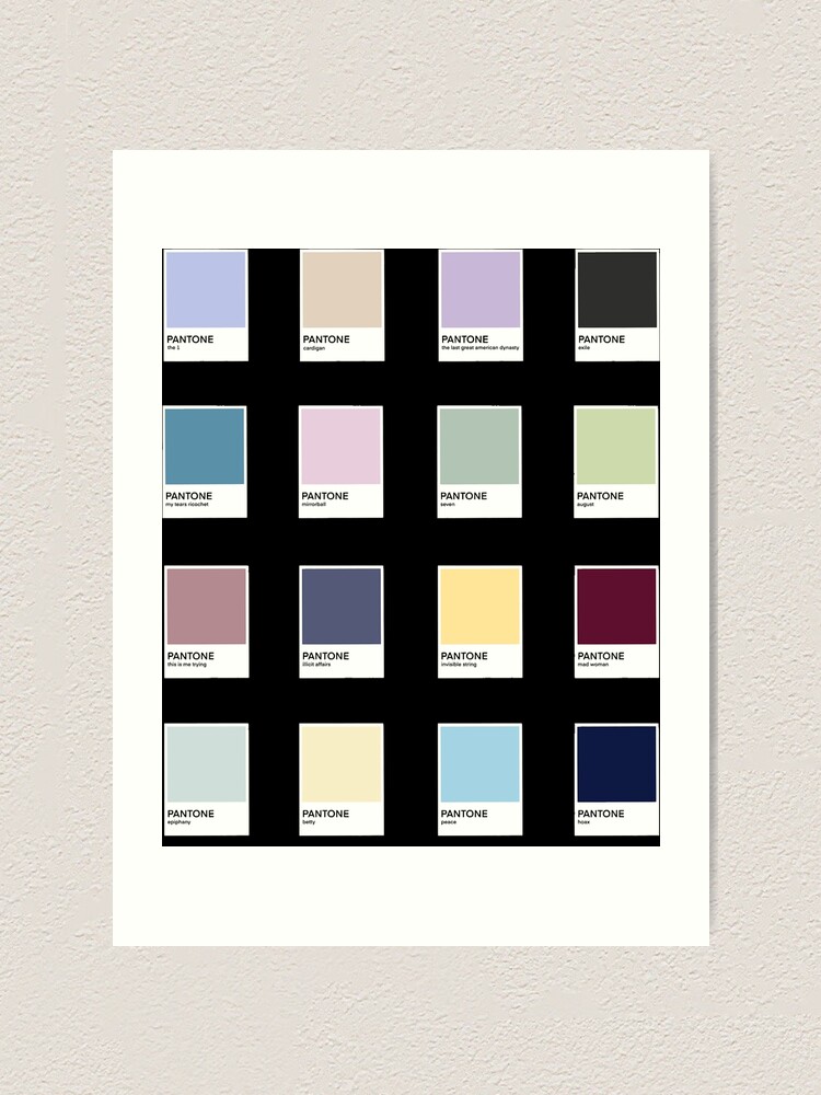 "Folklore Pantone Color Swatches Taylor Swift " Art Print for Sale by ...