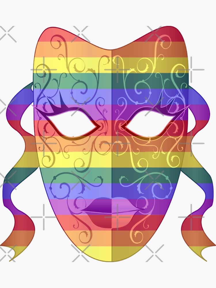 "A COLOURFUL MASK IN RAINBOW COLOURS. LGBTQ THEME" Sticker for Sale by ...