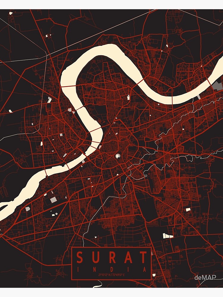 "Surat City Map of Gujarat, India - Vector" Art Print for Sale by deMAP ...