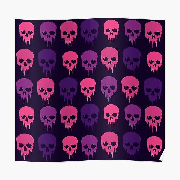 "Pink and Purple Skulls - Cute Goth Skull Pattern" Poster for Sale by ...