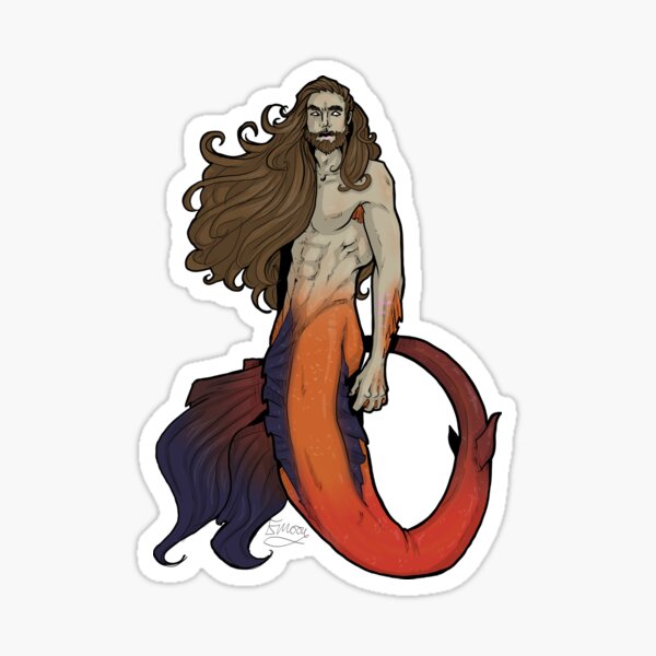 "Merman Mermaid" Sticker for Sale by DemortasArt | Redbubble