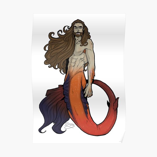"Merman Mermaid" Poster for Sale by DemortasArt | Redbubble