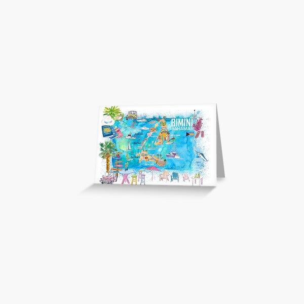 "Bimini Bahamas Illustrated Map with Island Tourist Highlights ...