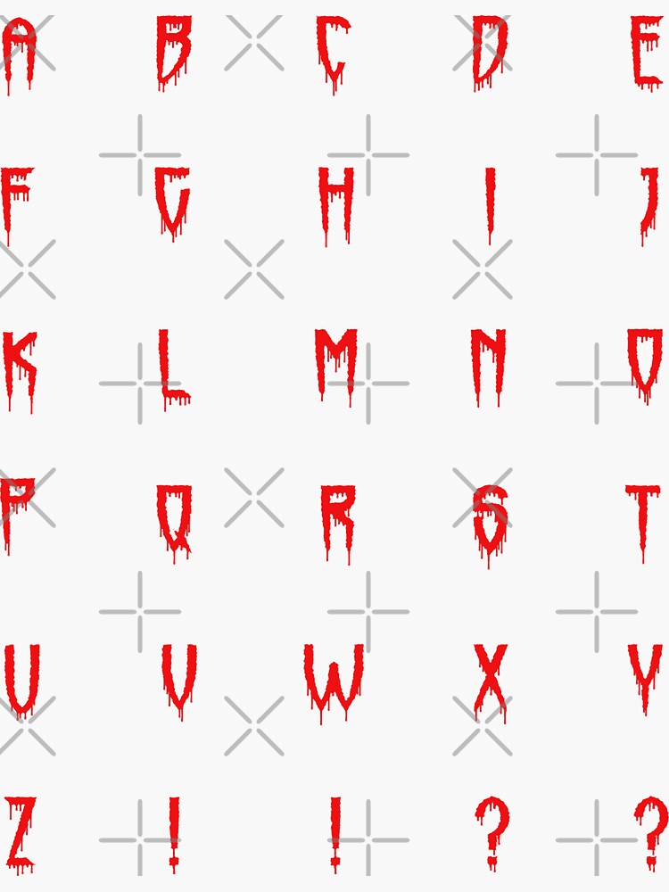 "Red Horror Creepy Spooky Letters Alphabet Pack" Sticker for Sale by ...