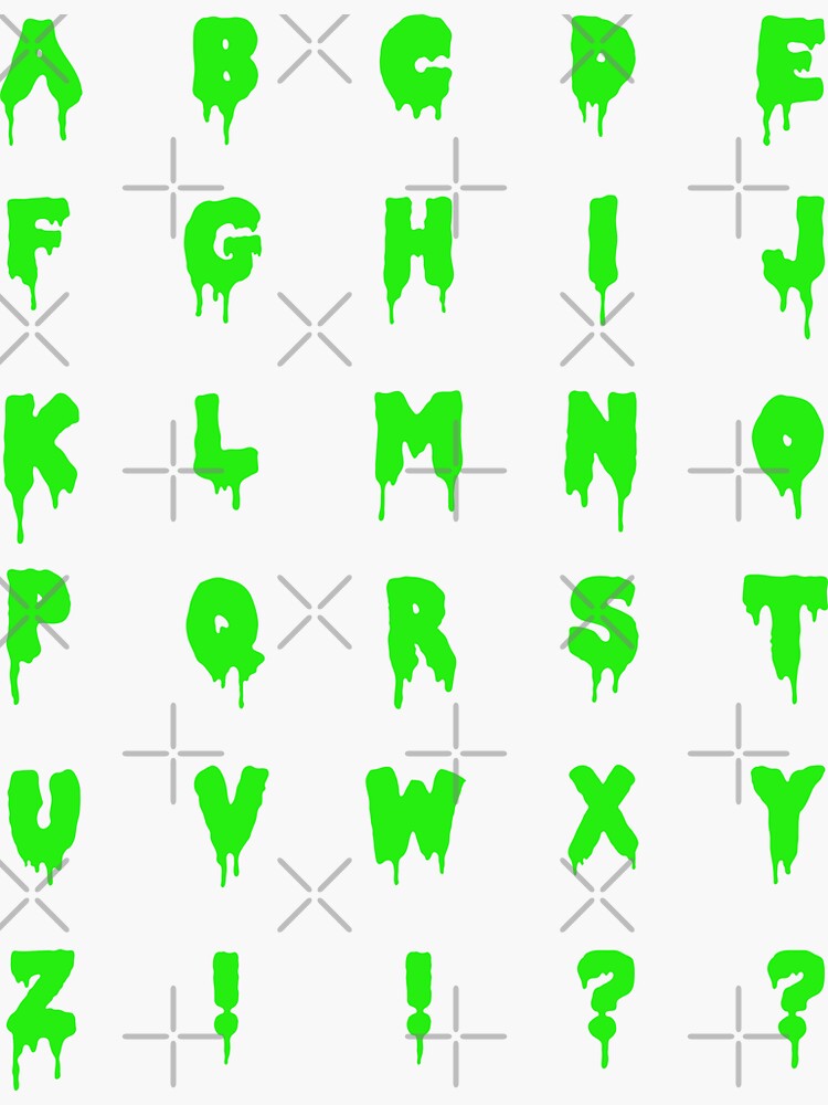 "Fluo Green Horror Creepy Spooky Letters Alphabet Pack 2" Sticker for ...