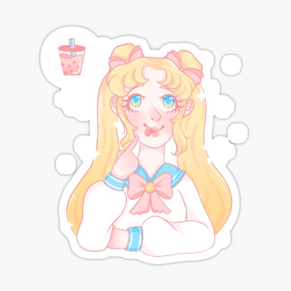 "Moon Princess Boba" Sticker for Sale by ShittyArtwork | Redbubble