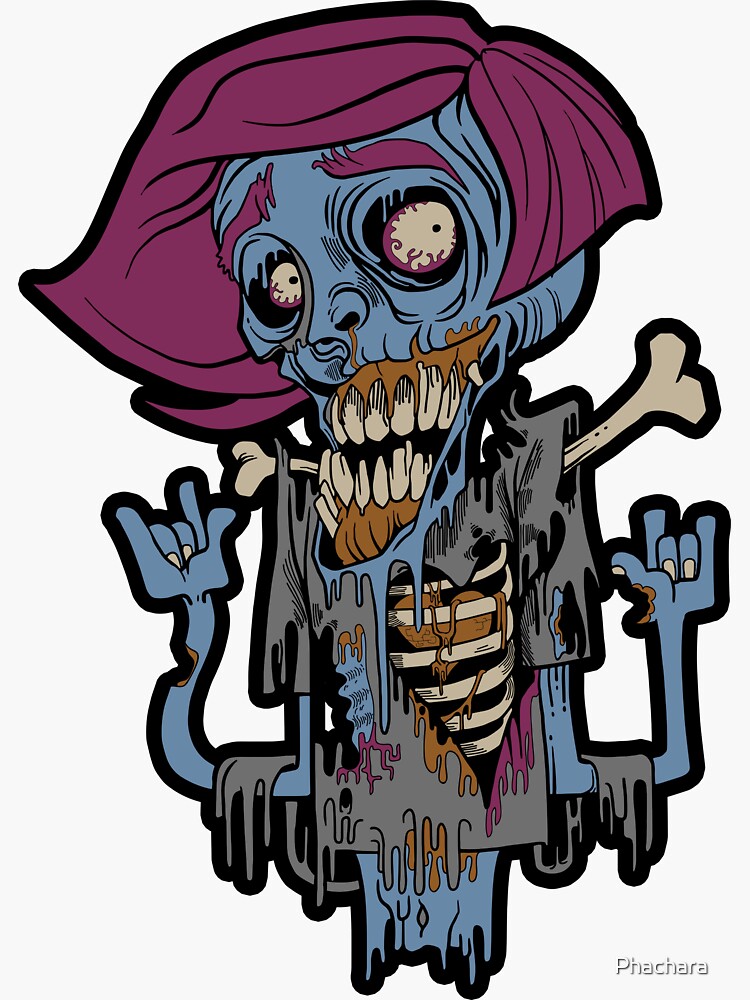 "Zombie Punk! Pink head ..." Sticker for Sale by Phachara | Redbubble