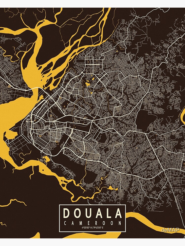 "Douala City Map of Littoral, Cameroon - Pastel" Art Print for Sale by ...