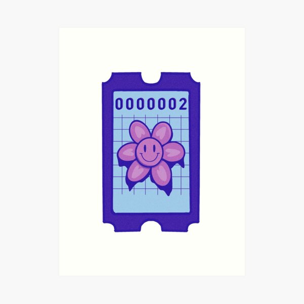 "Cute Arcade Machine Ticket with a Smiley Face Flower" Art Print for ...