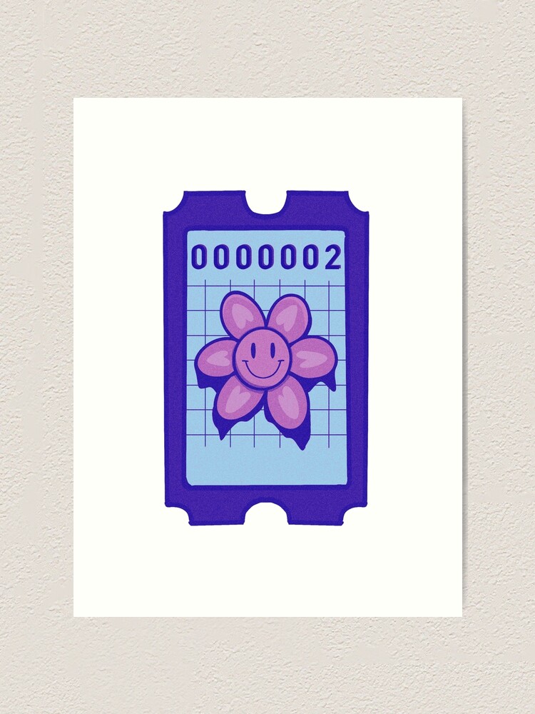 "Cute Arcade Machine Ticket with a Smiley Face Flower" Art Print for ...