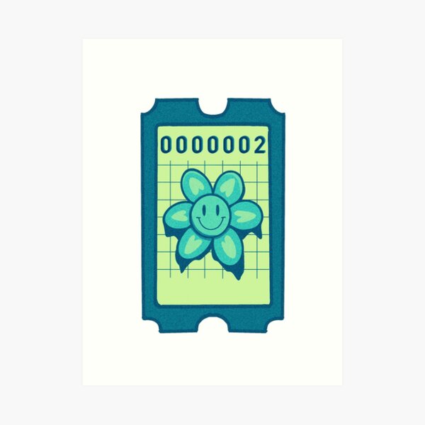 "Cute Arcade Machine Ticket with a Smiley Face Flower" Art Print for ...