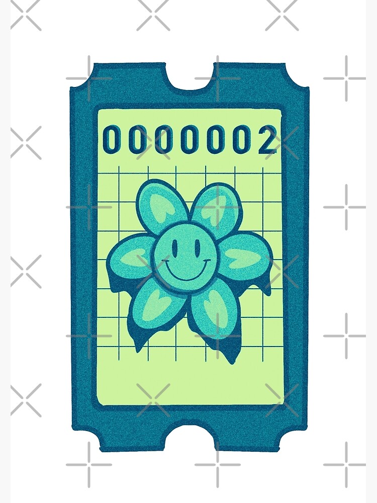 "Cute Arcade Machine Ticket with a Smiley Face Flower" Art Print for ...