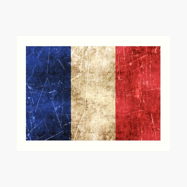 "Vintage Aged and Scratched French Flag" Art Print for Sale by ...