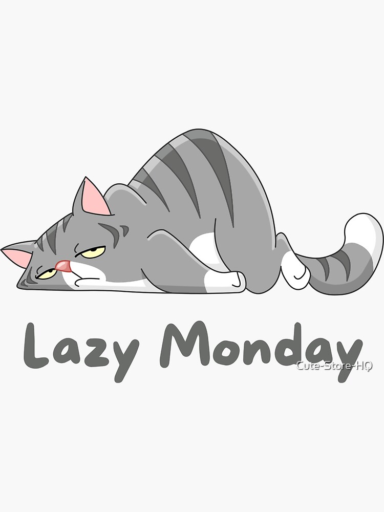 "Lazy Monday Cat" Sticker for Sale by Cute-Store-HQ | Redbubble