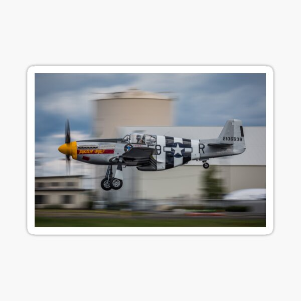 "P-51B Mustang Landing in Everett" Sticker for Sale by AvGeekStuff ...