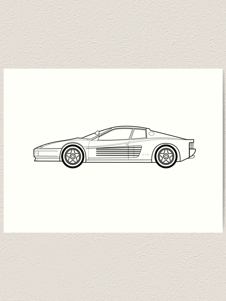 "Testarossa Outline drawing " Art Print by RJWautographics | Redbubble