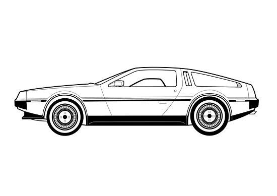 "DeLorean DMC-12 Outline drawing" Poster by RJWautographics | Redbubble
