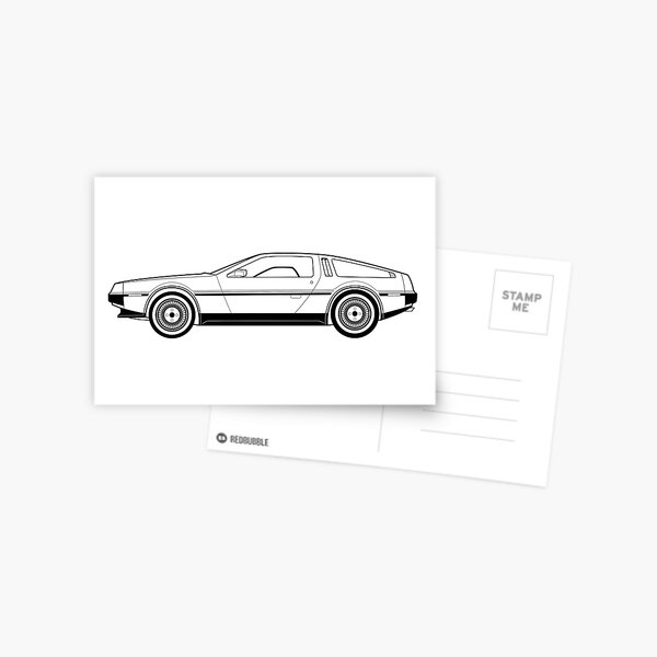 "DeLorean DMC-12 Outline drawing" Postcard for Sale by RJWautographics ...