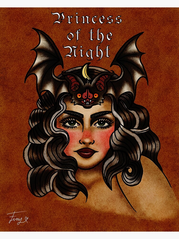 "Princess of the Night vampire girl lady head bat woman neotraditional ...