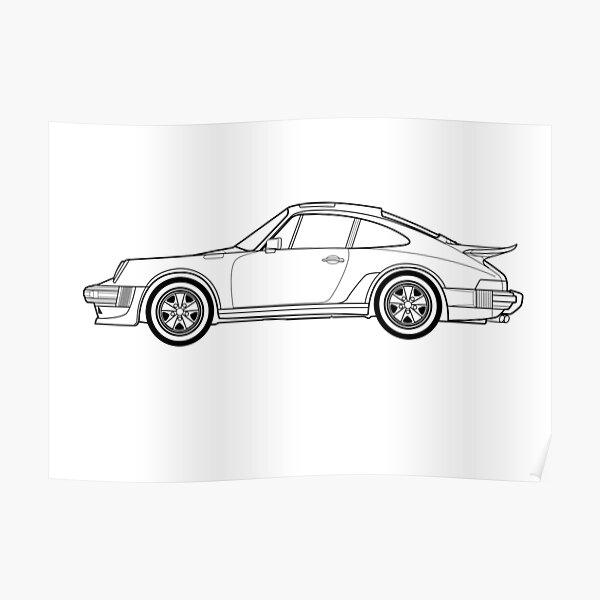 "911 Turbo outline drawing" Poster for Sale by RJWautographics | Redbubble